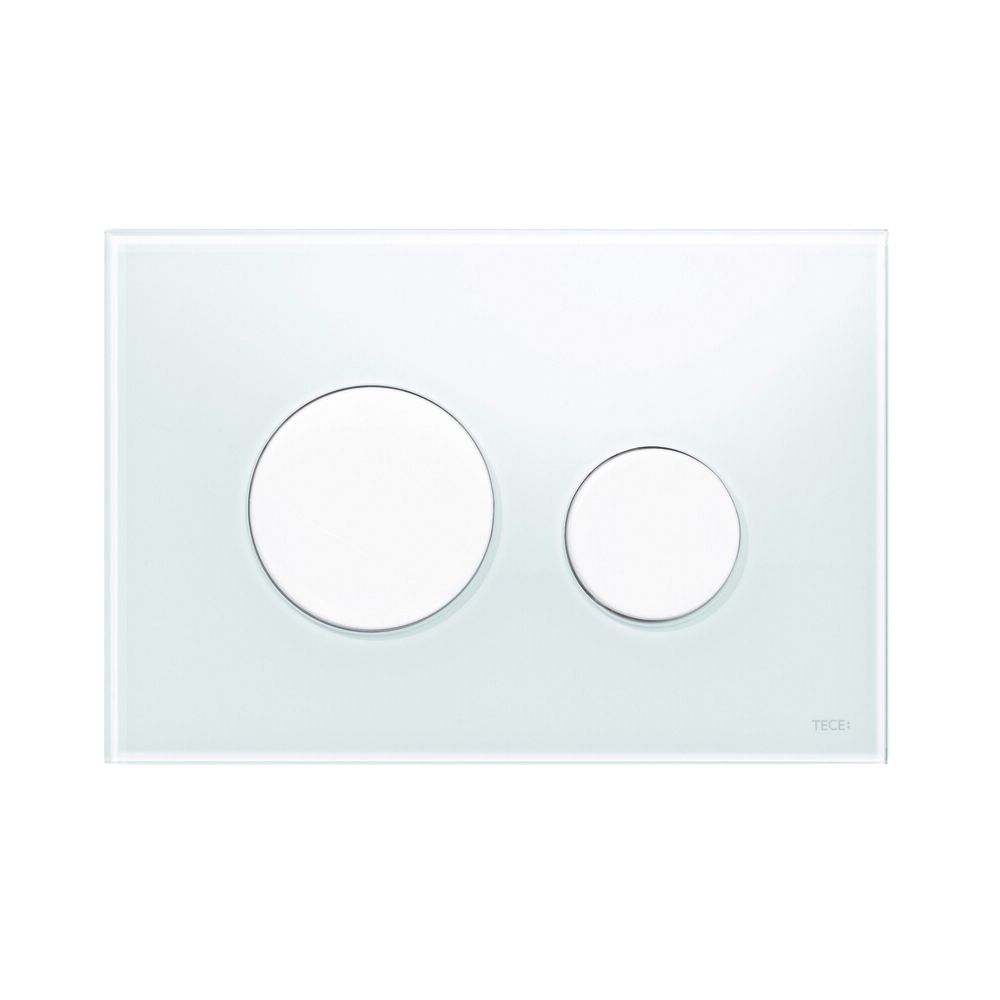 TECE WC-Betätigungsplatte TECEloop Glas weiß, Tasten weiß, für 2-Mengentechnik - 9240650 - BAU99